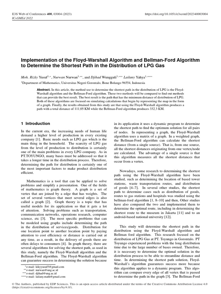 Shortest Path Algorithms for LPG Distribution | PDF | Technology ...