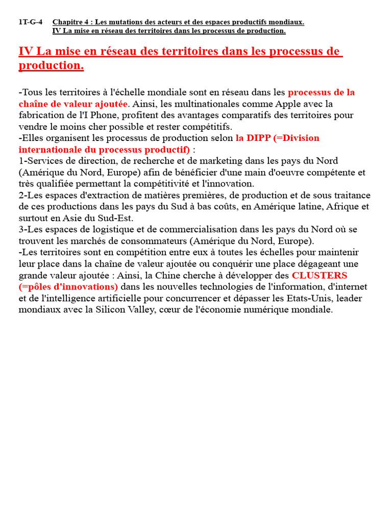 Cours chap4 IV Géographie | PDF