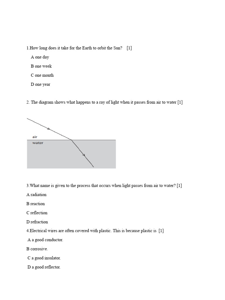 Year 8 Physics Test Questions and Answers | PDF