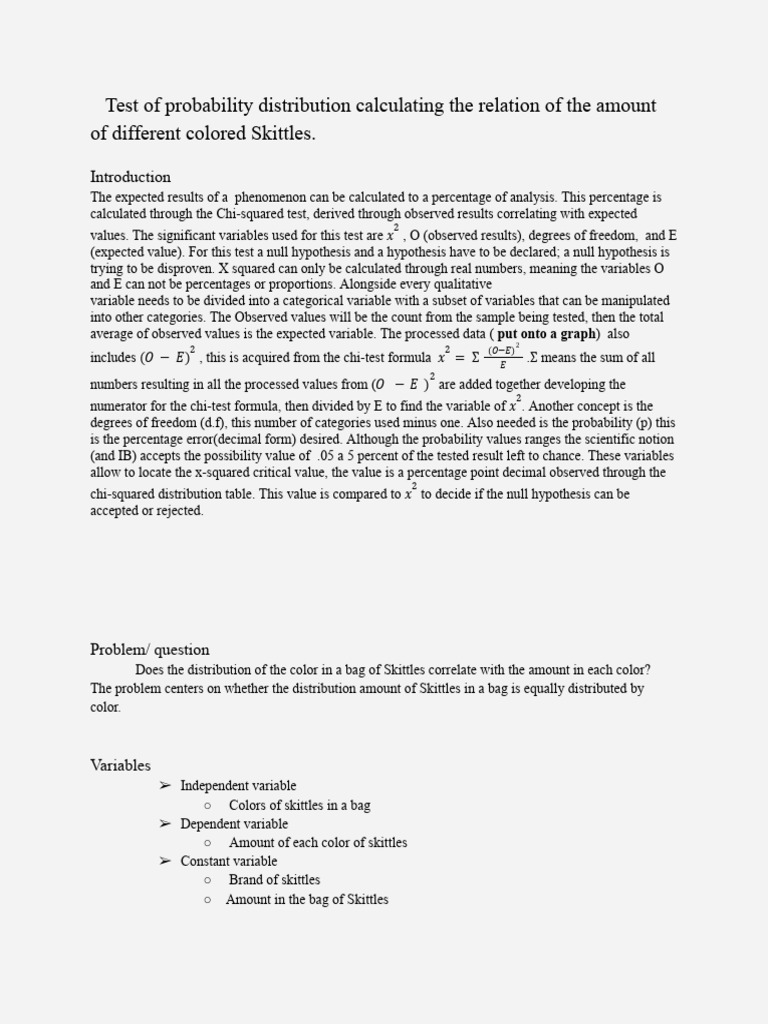 Skittles Color Distribution Experiment | PDF