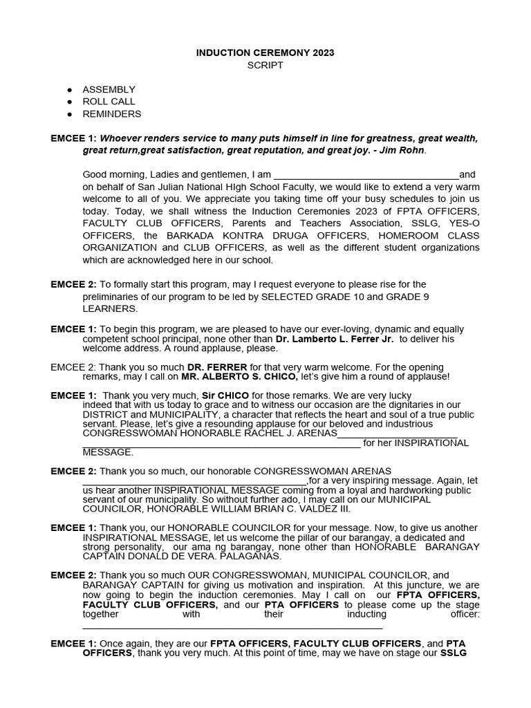 Script For Induction 333 | PDF