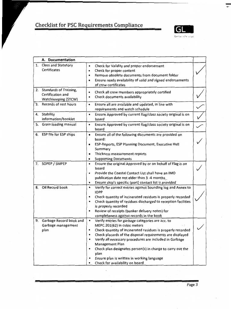 PSC Inspection Check List DNV-GL | PDF