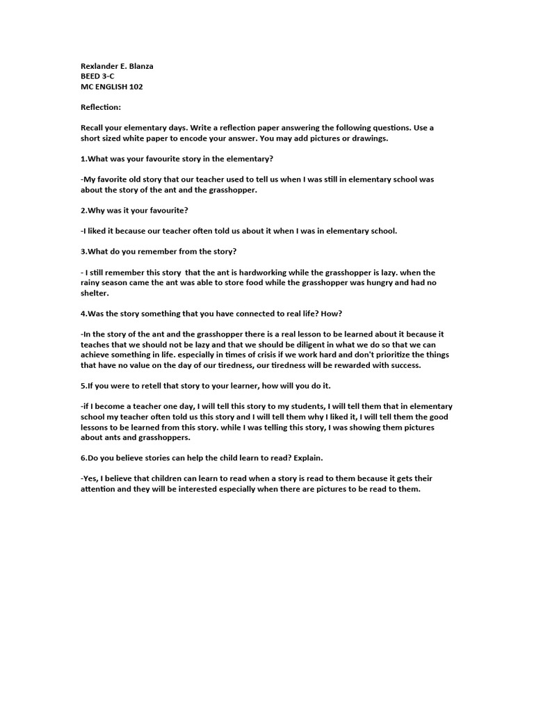 Reflection Paper in MC English 102 | PDF | Wellness