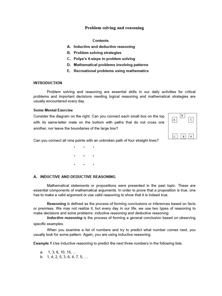Lesson On - Problem - Solving | PDF | Inductive Reasoning | Deductive ... Lesson On - Problem - Solving | PDF | Inductive Reasoning | Deductive ...