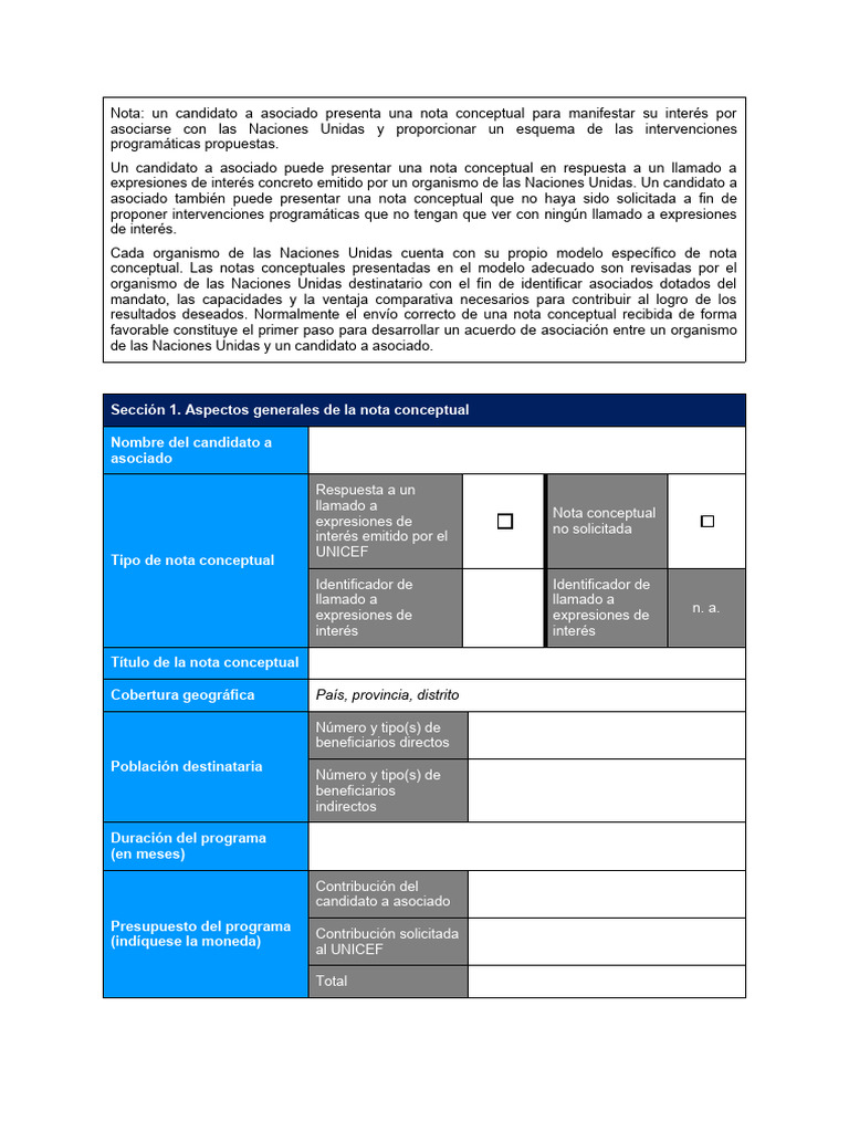 UNICEF Concept Note Template With Guideline ES hyBvJ9t | PDF ...