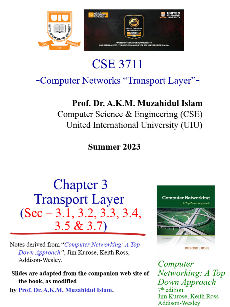 CSE 3711 Lecture-No. 4 (Spring 2023) | PDF | Transmission Control Protocol | Internet Protocols