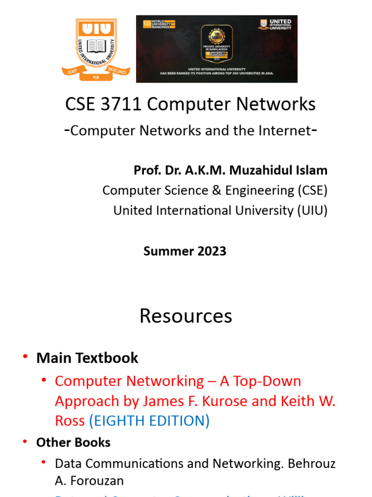 Cse 3711 Lecture No 2 Summer 2023 Computer Networks And The Internet Pdf Computer
