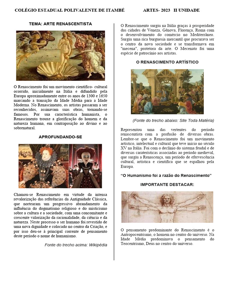 Arte Renascentista | PDF | Arte