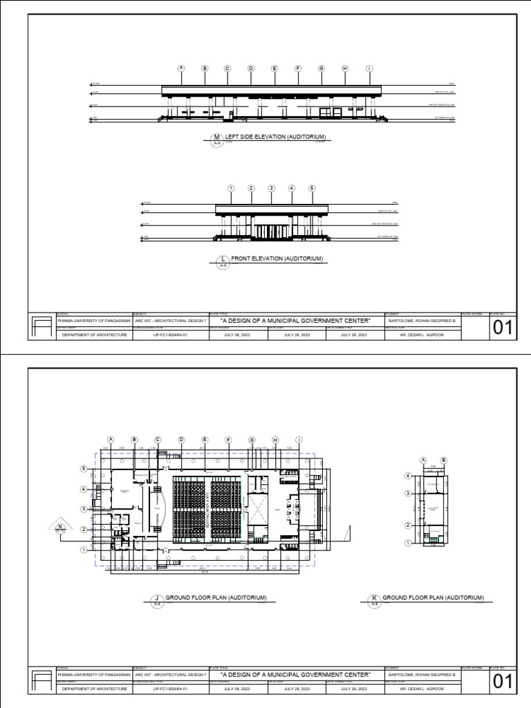 Auditorium Elevation and Plans | PDF | Buildings And Structures ...