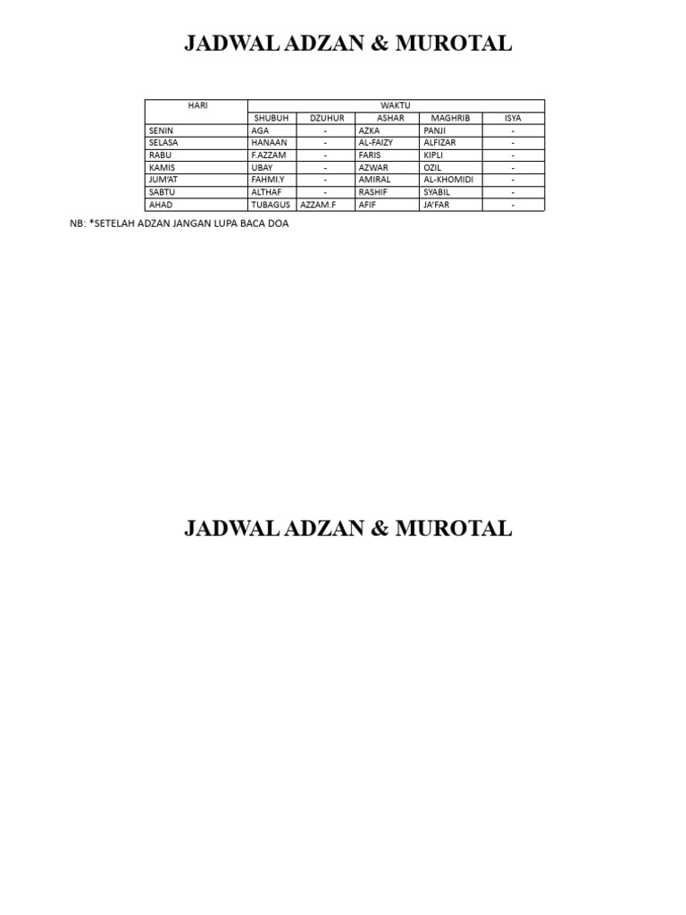 Jadwal Adzan&murotal | PDF