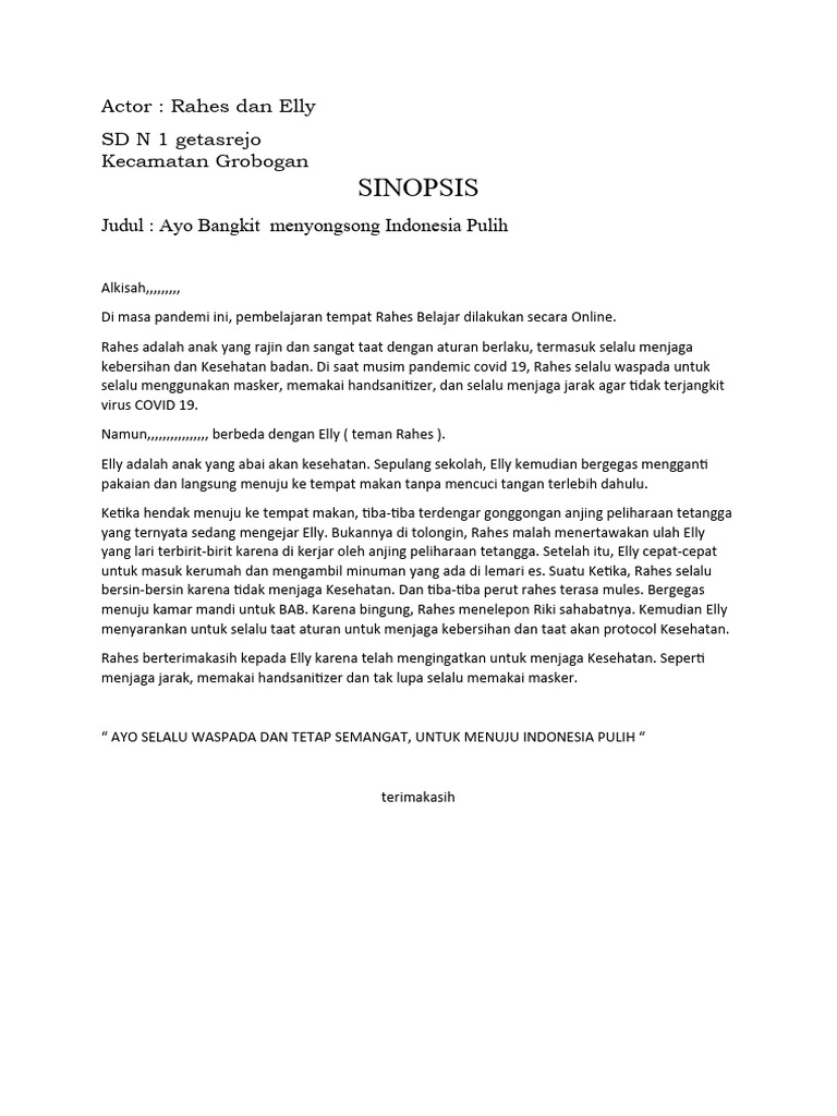 Sinopsis PANTOMIME SD Getasrejo | PDF