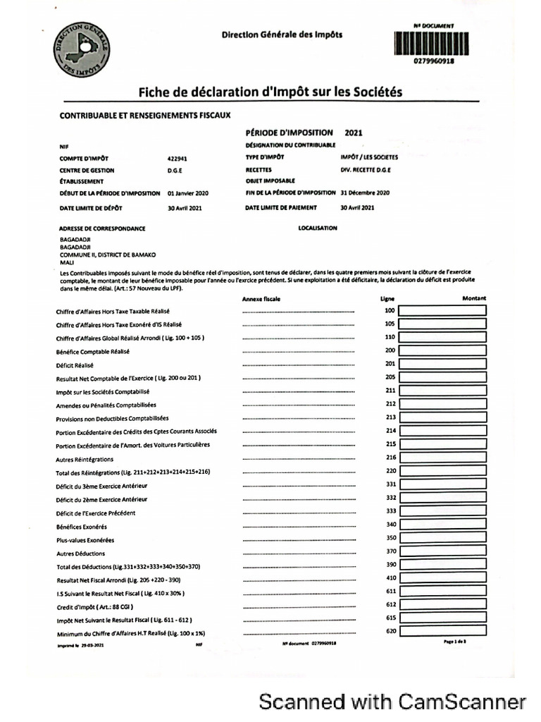 Formulaire de Declaration Is | PDF