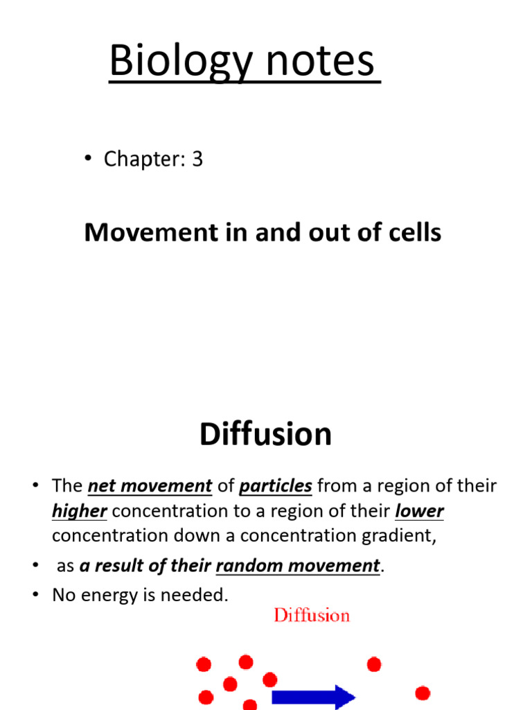 3 - Movement in and Out of Cells | PDF | Diffusion | Osmosis