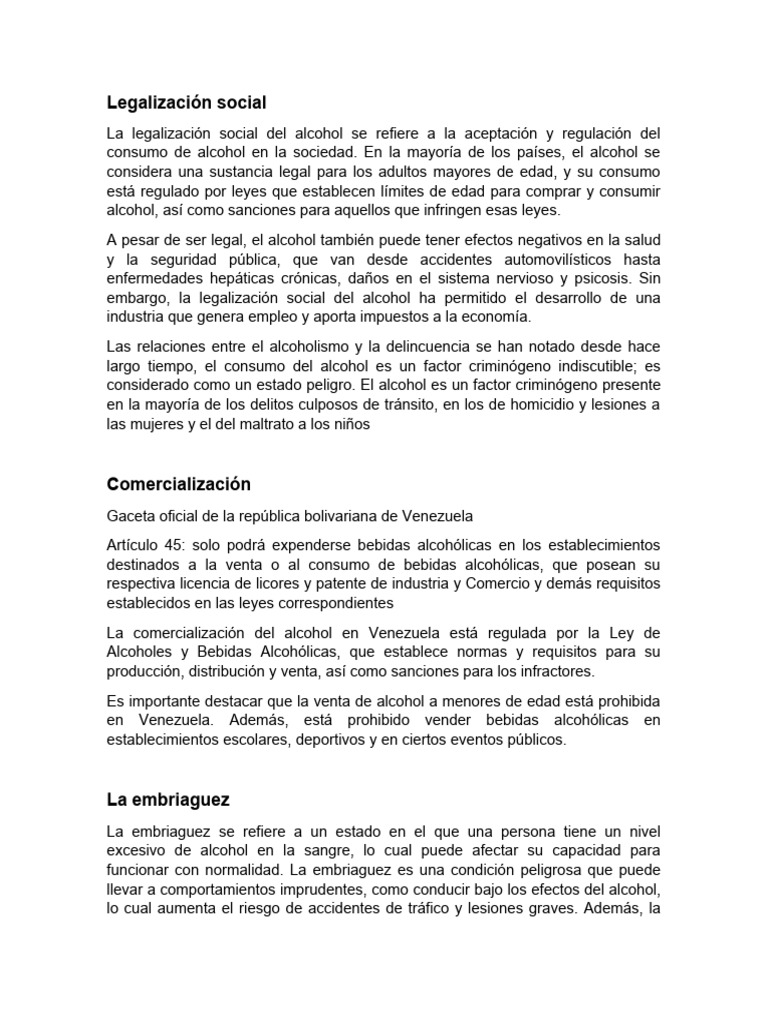 Legalización y efectos del alcohol en la sociedad | PDF | Alcoholismo ...