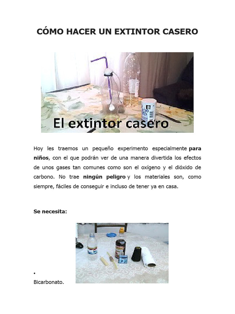 Cómo Hacer Un Extintor Casero | PDF | Gases | Botella