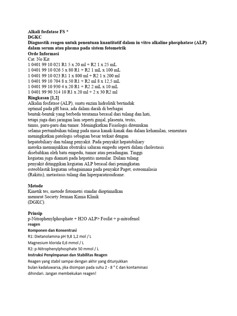 Alkali Fosfatase FS | PDF