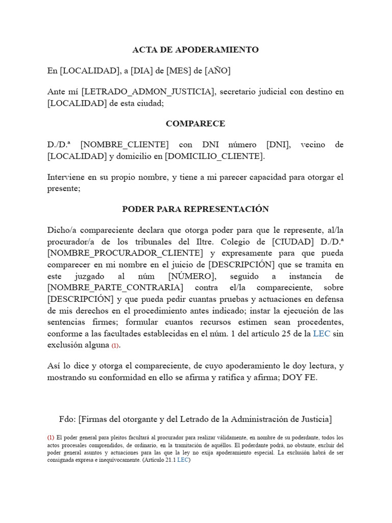 Acta de Apoderamiento | PDF
