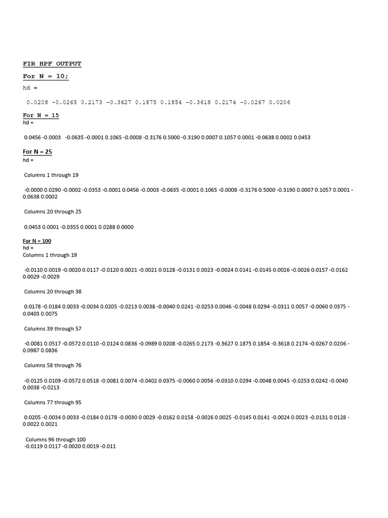 Fir LPF Diag and HPF Op | PDF