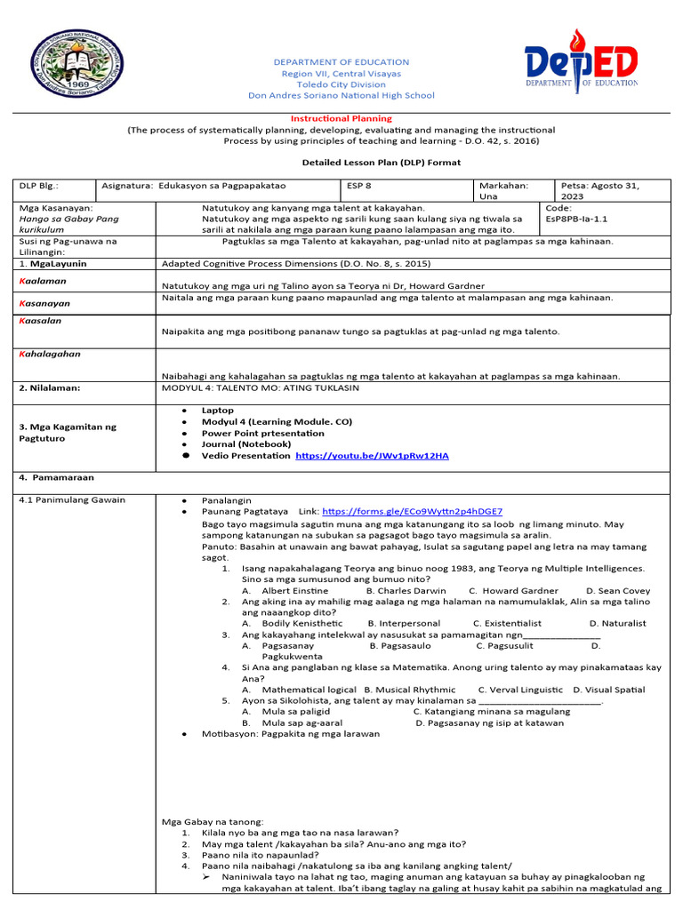 DLP 7 ESP Talento Ating Tuklasin1st Co | PDF