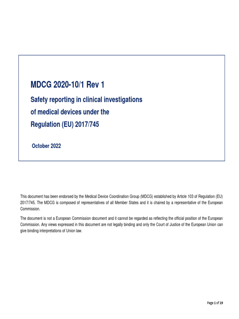MDCG 2020-10 - 1 Rev 1 (MDR) | PDF | Medical Diagnosis | Medical Device