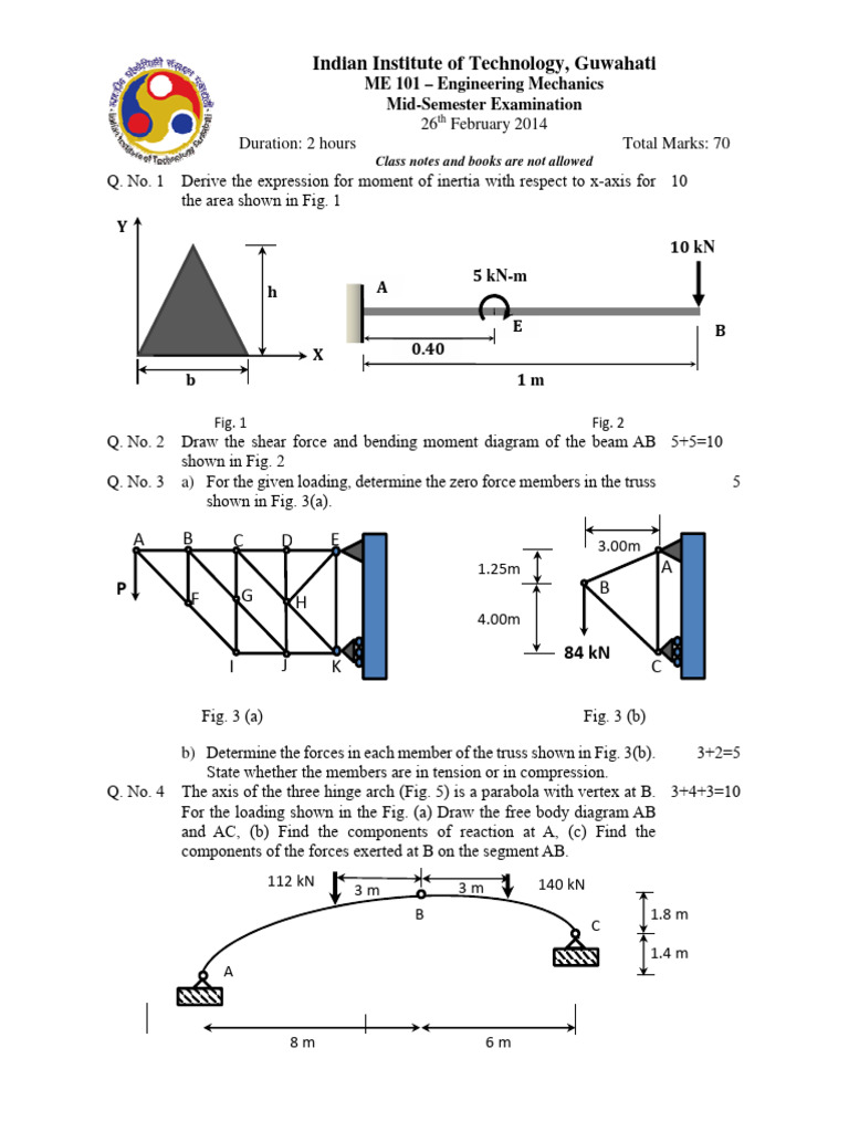 ME101 MidSem | Download Free PDF | Rotation Around A Fixed Axis | Force