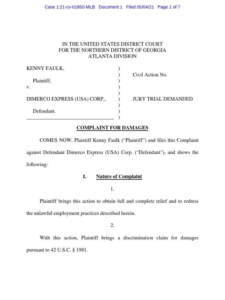 Kenny Faulk Complaint | PDF