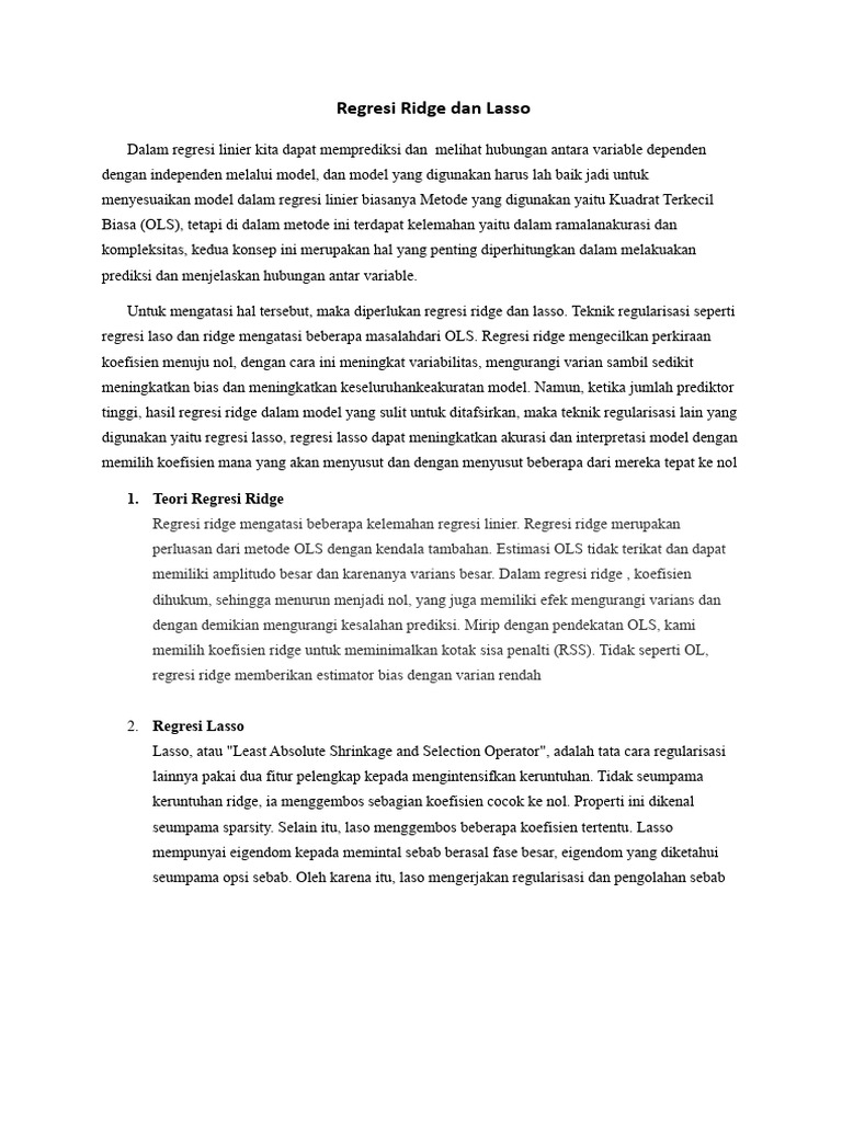 Regresi Ridge Dan Lasso | PDF