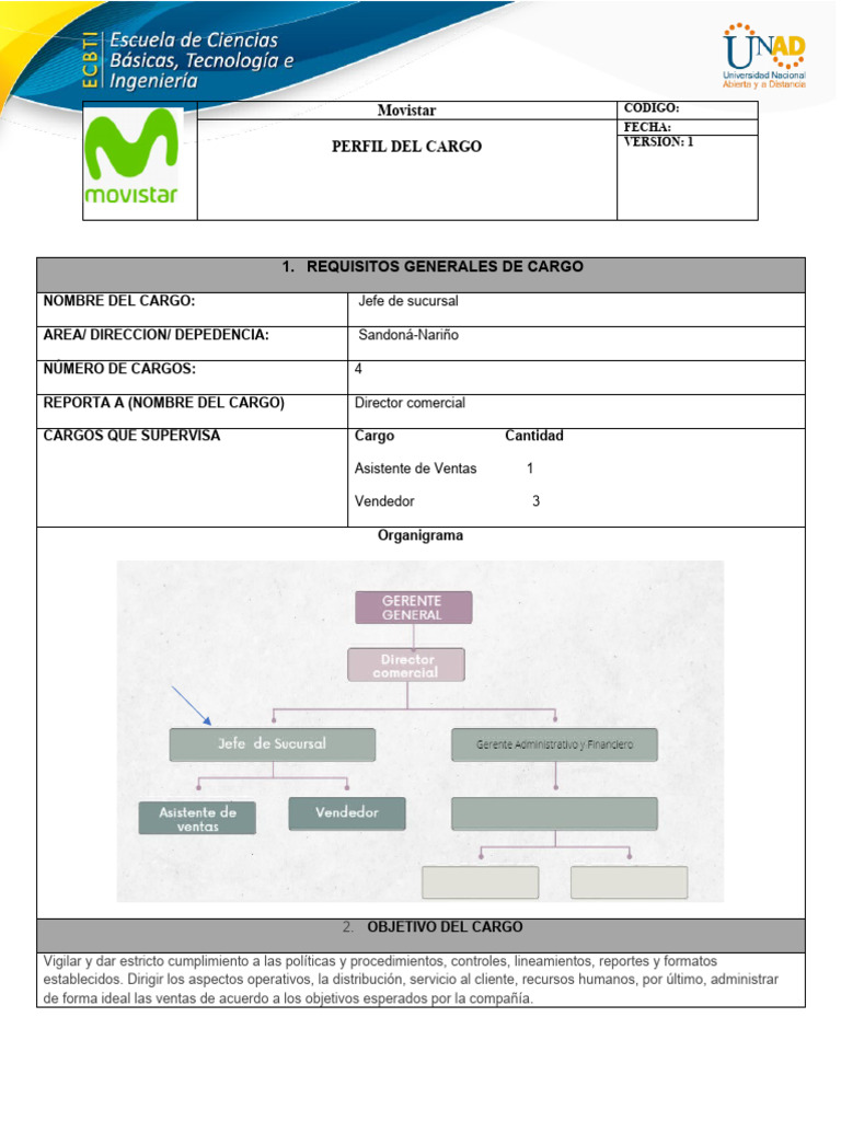 Plantilla Descripción de Cargo | PDF