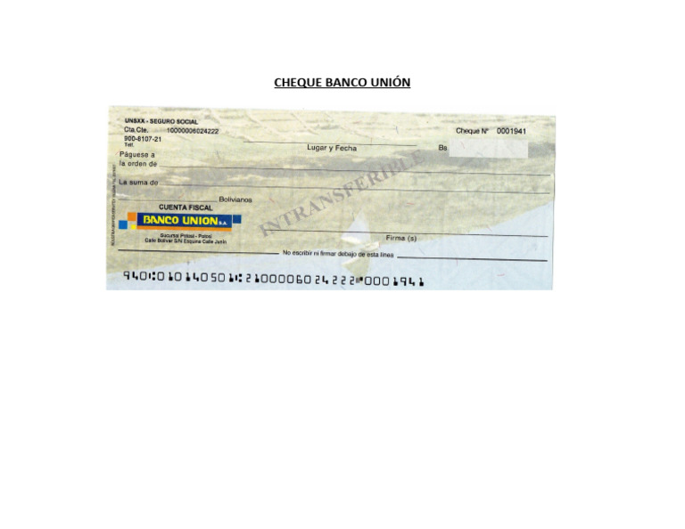Cheque Banco Unión | PDF