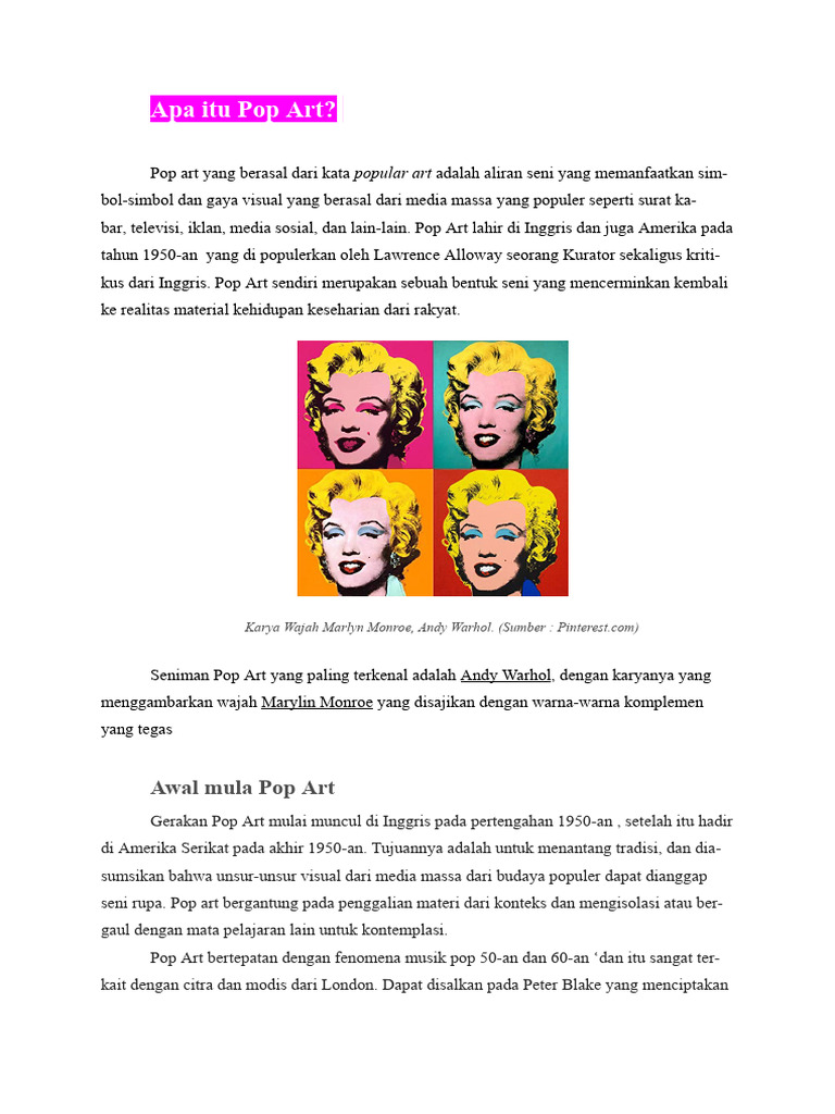 Sejarah Desain Pop Art | PDF