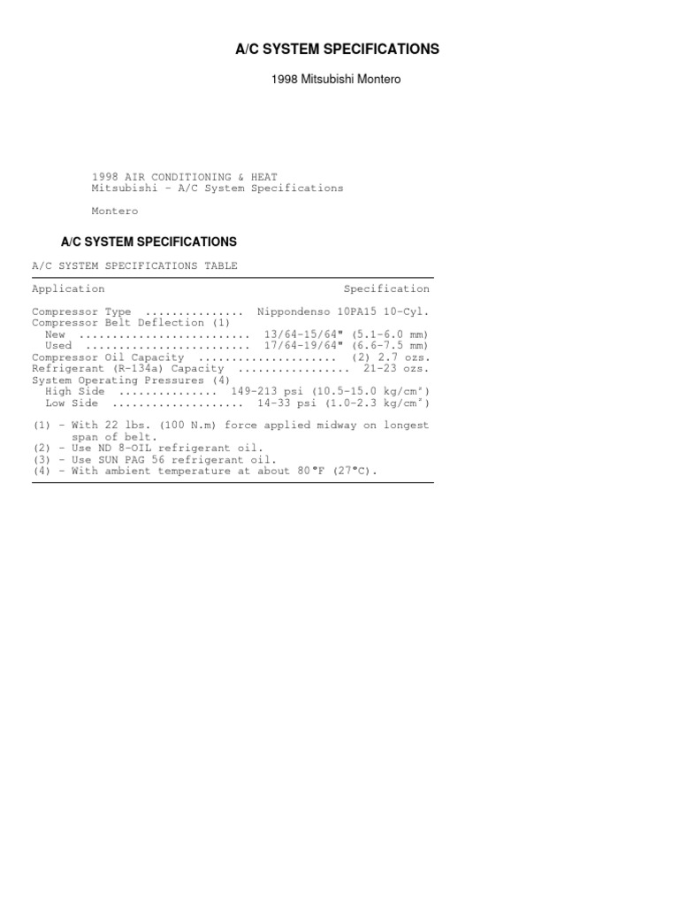 Ac System Specs | PDF