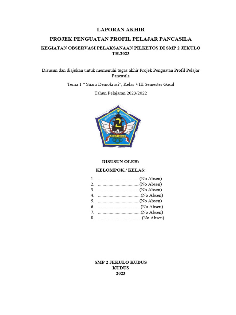 SistematikaLaporan Akhir P5 Tema 1 | PDF
