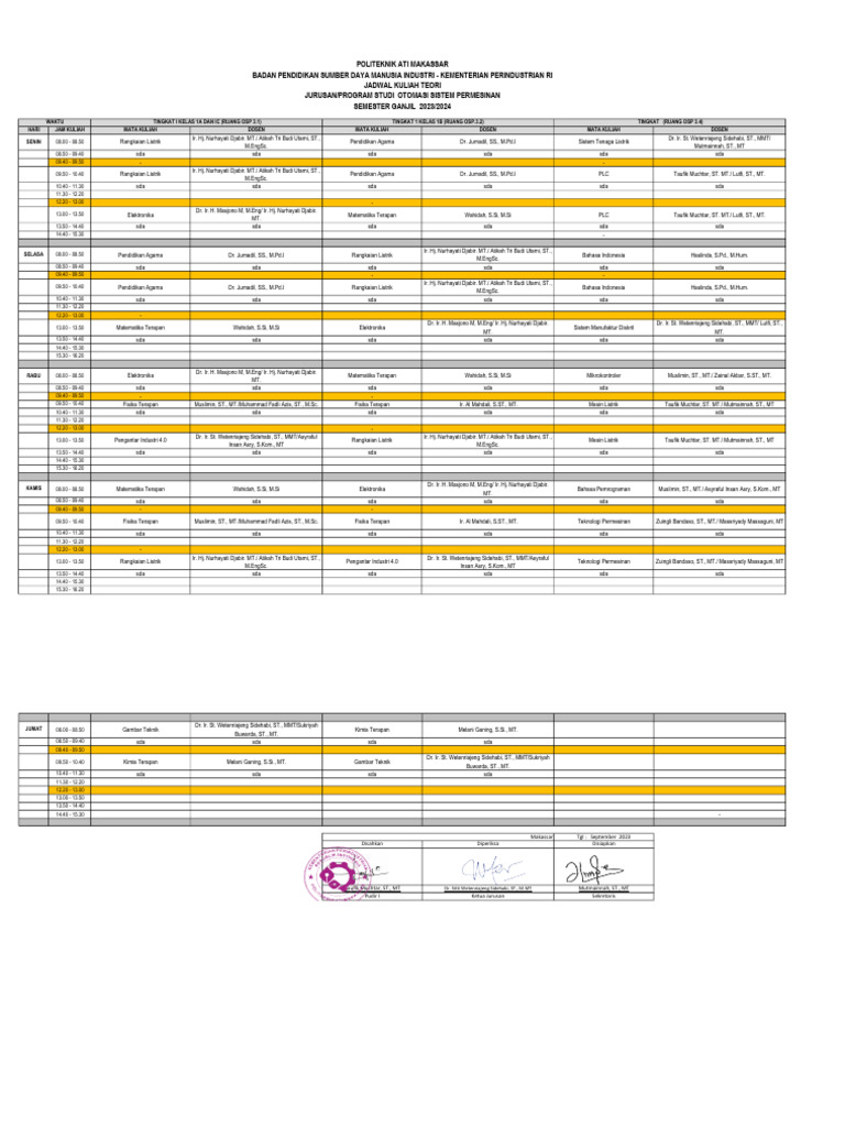 Jadwal OSP Ganjil 2023-2024 | PDF