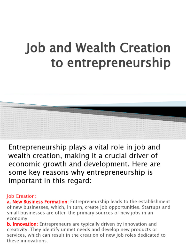 Jobs and Wealth Creation of Entrepreneurship | PDF