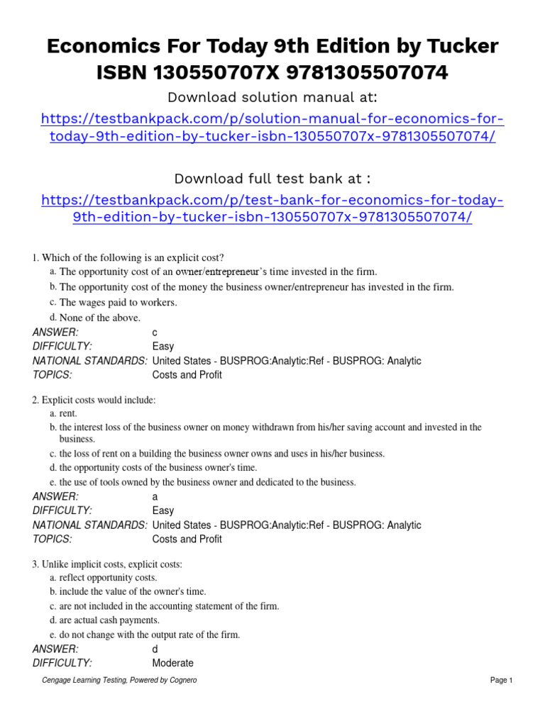 Economics for Today: Costs and Profit | PDF | Business | Technology & Engineering