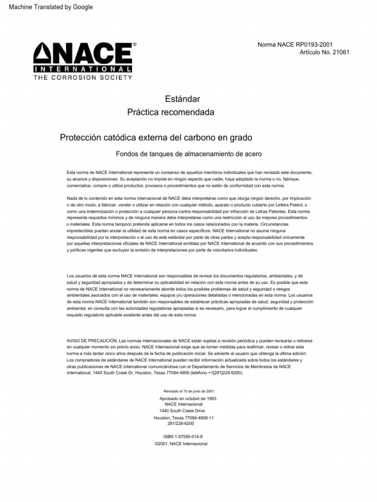 Nace RP 0193 2001 | PDF