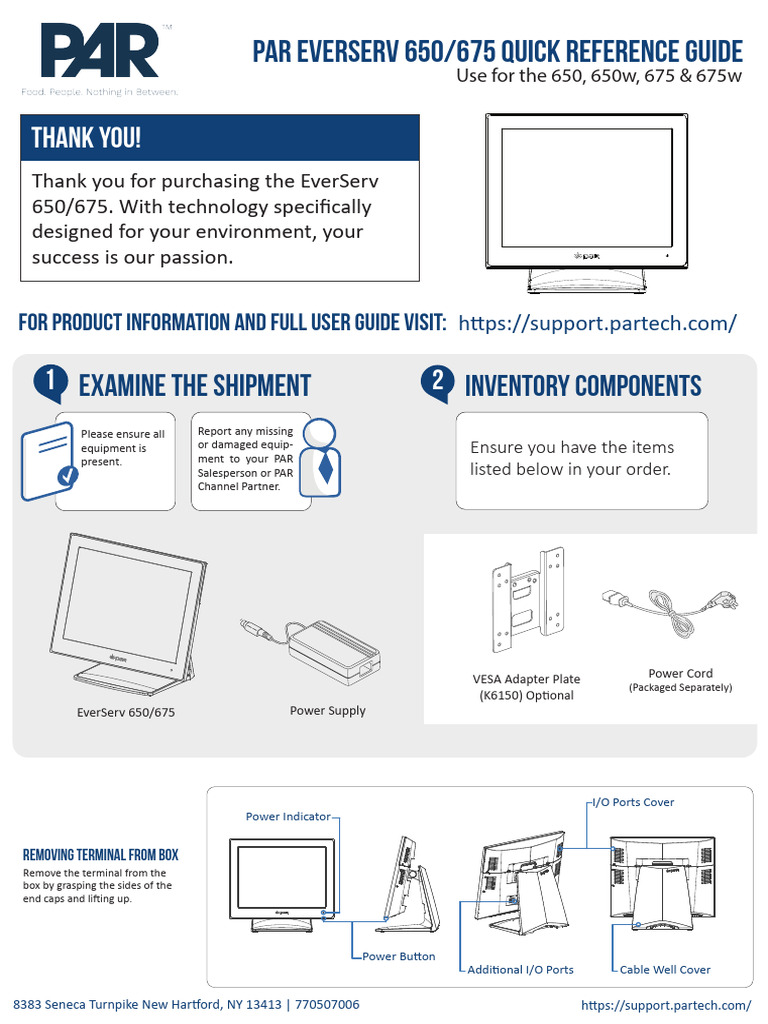 PAR EverServ 650-675 Quick Reference Guide - 770507006F | PDF