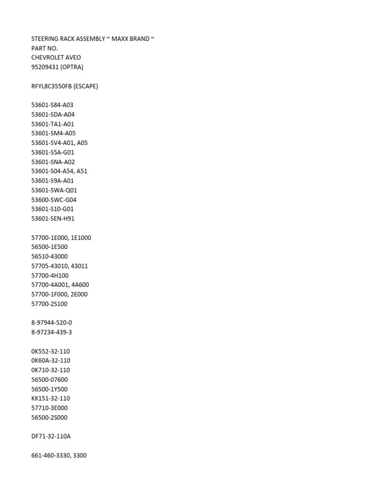 Steering Rack Assy Maxx | PDF | Business | Computers