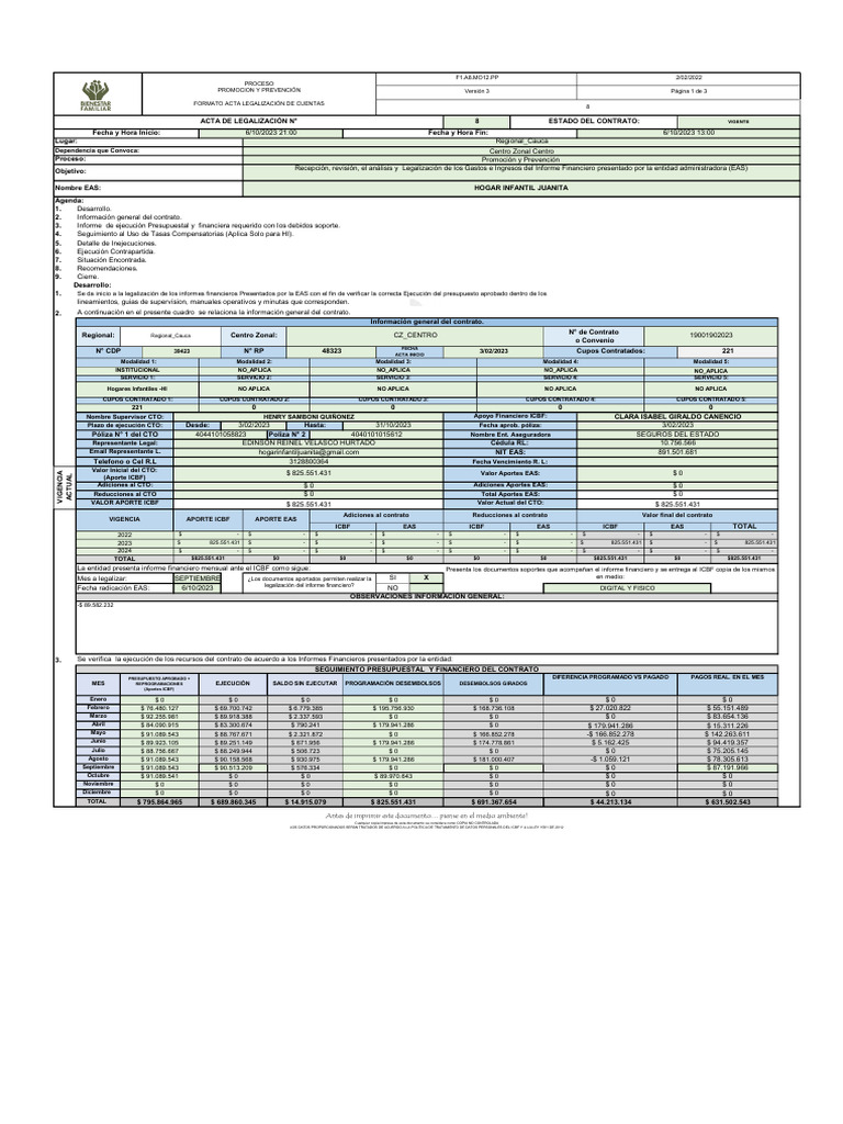Acta 8 19001902023 Septiembre 2023 | PDF | Bancos | Presupuesto