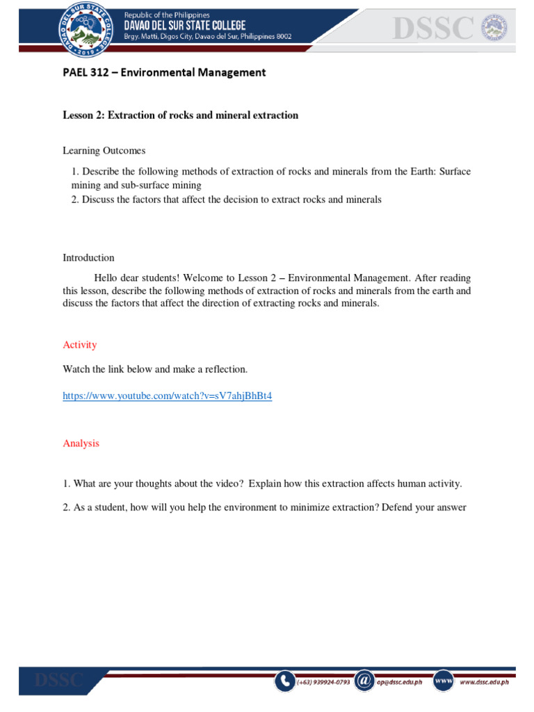 PAEL 312 Module 1 Lesson 2 | PDF | Mining | Smelting