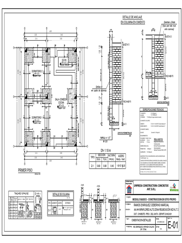 Plano de Cimentación - Ejemplo | PDF | Ingeniería estructural | Ingeniero civil