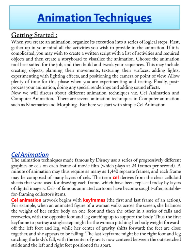 Multimedia - Animation 2 (Animation Techniques) | PDF