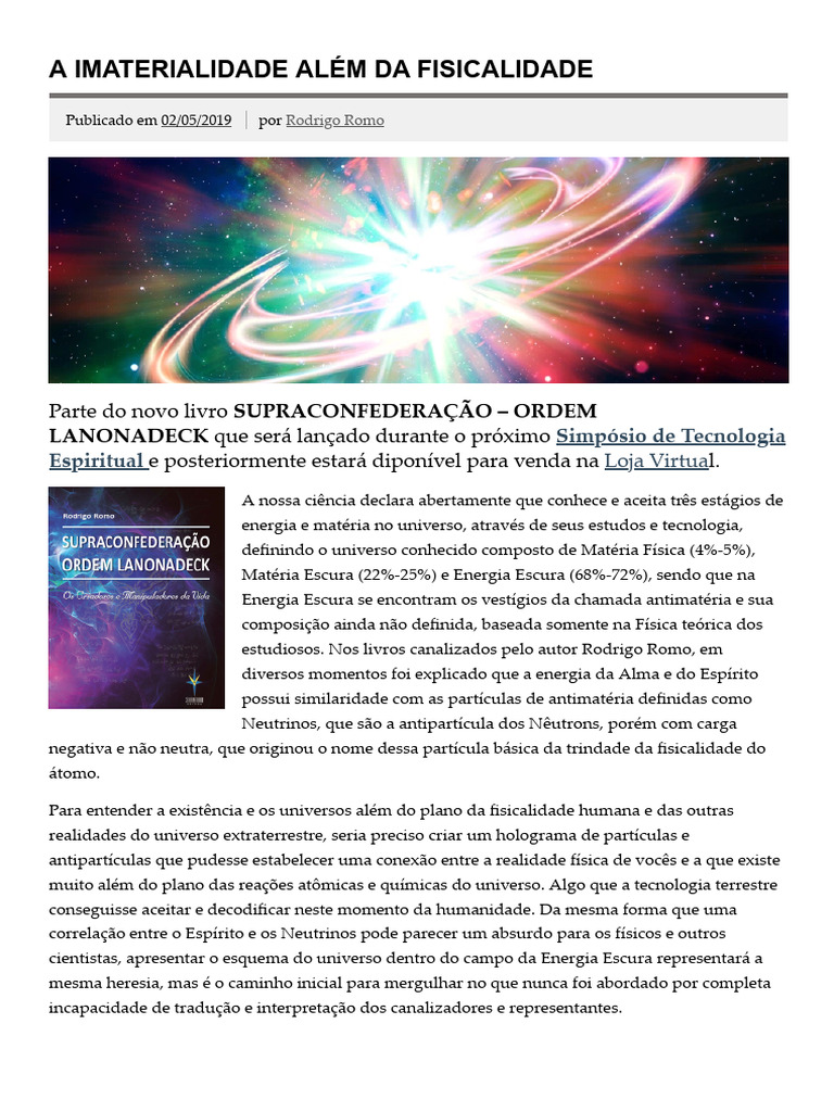 Rodrigo Romo - A IMATERIALIDADE ALÉM DA FISICALIDADE - Portal Shtareer ...