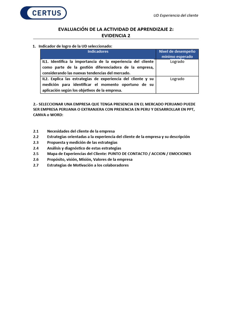 EVALUACION UNIDAD 2 | PDF