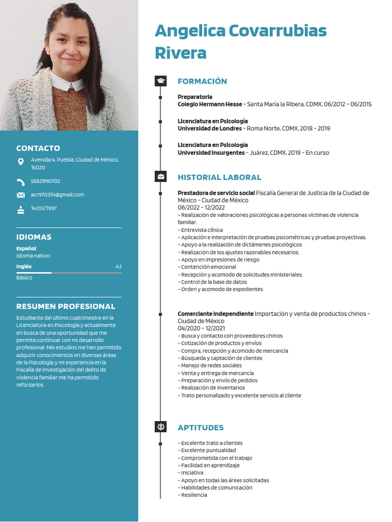 Curriculum Angelica Covarrubias | PDF | Sicología | Ciudad de México