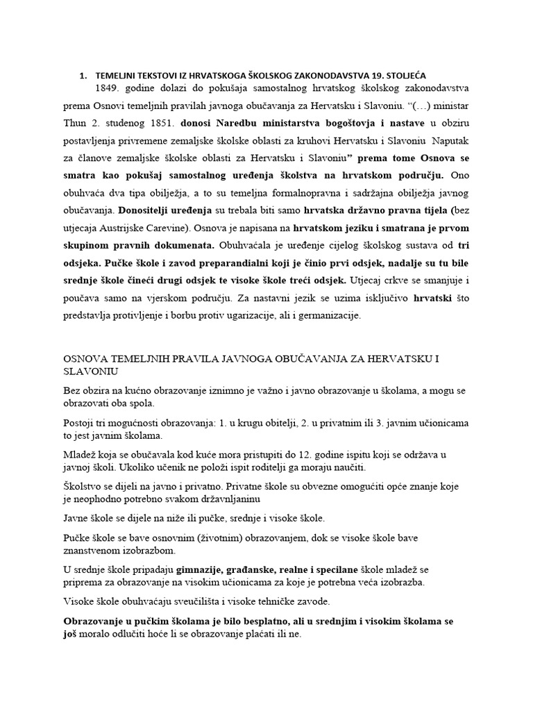 Školstvo U 19. St. | PDF