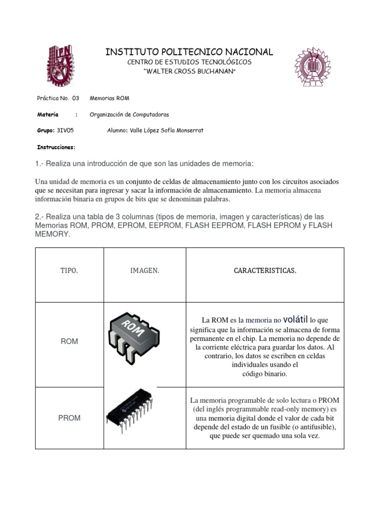 Ejercicio 3 Memorias Rom | PDF | Memoria de sólo lectura ...