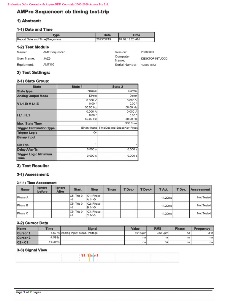 CB Timing Test-Trip | PDF