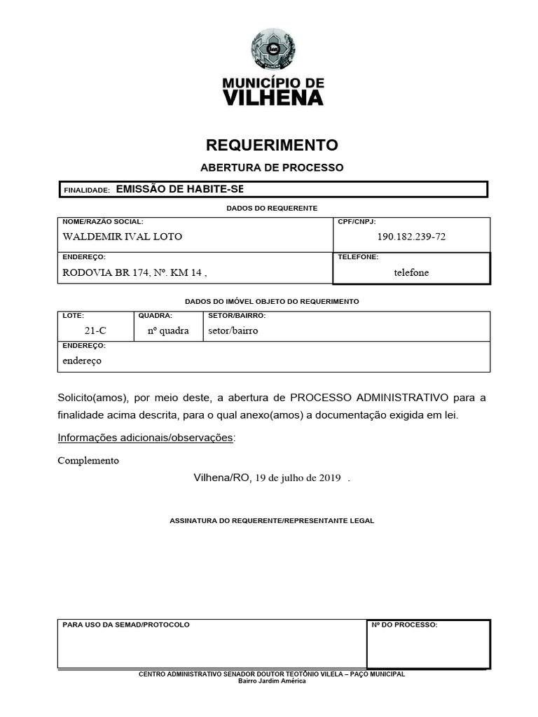 Modelo Requerimento | PDF