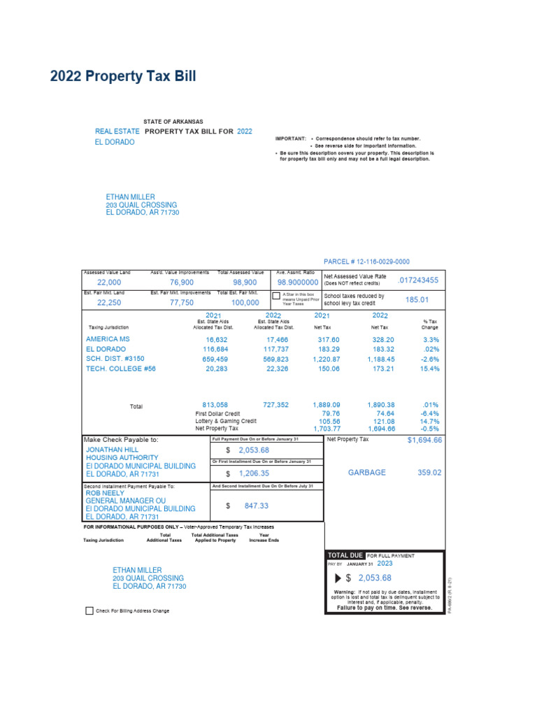 2022 Property Tax Bill | PDF | Property Tax | Taxes